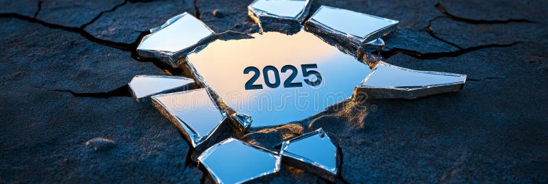 Shattered Reflection 2025 Cracked Surface Metallic Fragments Year 2025 ...