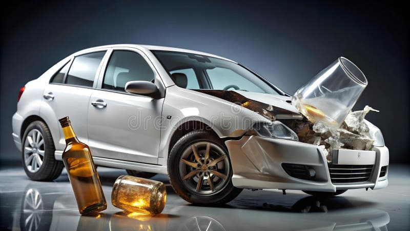 The Shattered Reflection: a White Car S Collision with a Bottle of ...