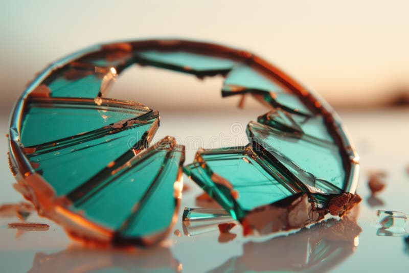 Shattered Reflections: Broken Glass Pieces on a White Background Stock ...