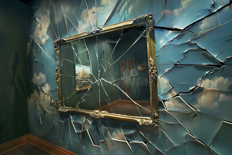 Shattered Reflections a Broken Mirror, Cracked Art, Wall Installation ...