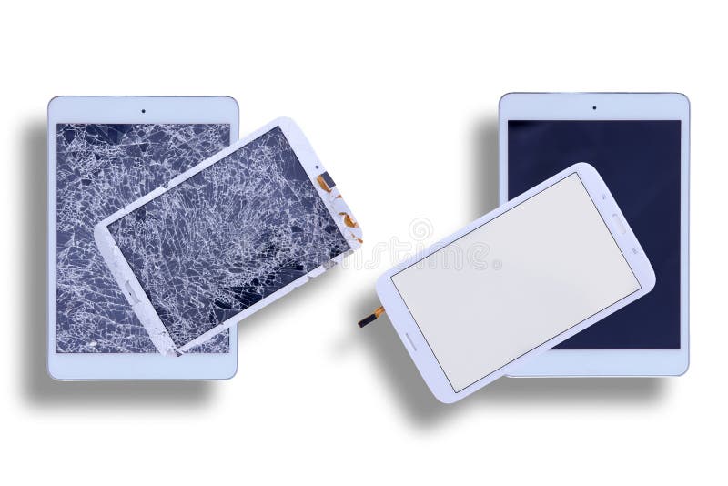 Tablet with a Shattered Screen Stock Image - Image of isolated ...