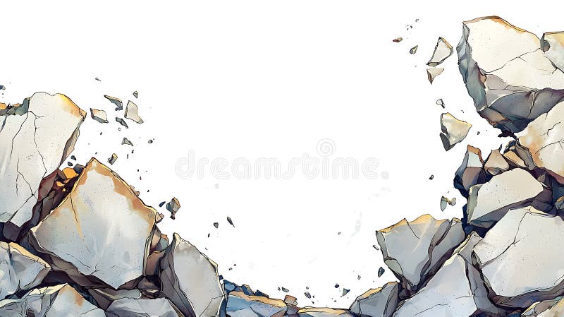 Shattered Rock Formation a Dramatic Artistic Render of Breaking Stone ...