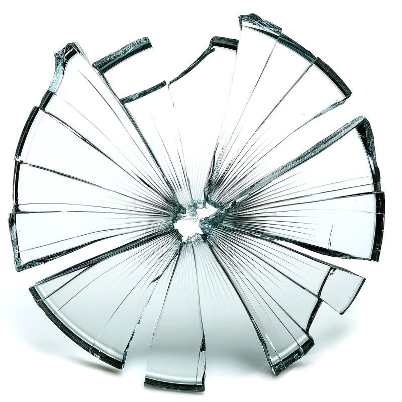 Shattered Round Glass Plate Displaying Intricate Break Patterns Stock ...