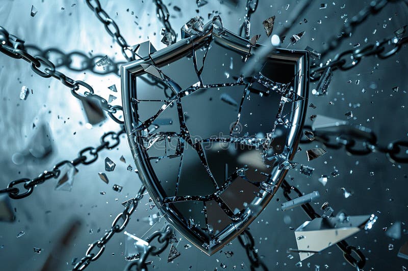 Shattered Shield a Metaphor for Broken Security Stock Illustration ...