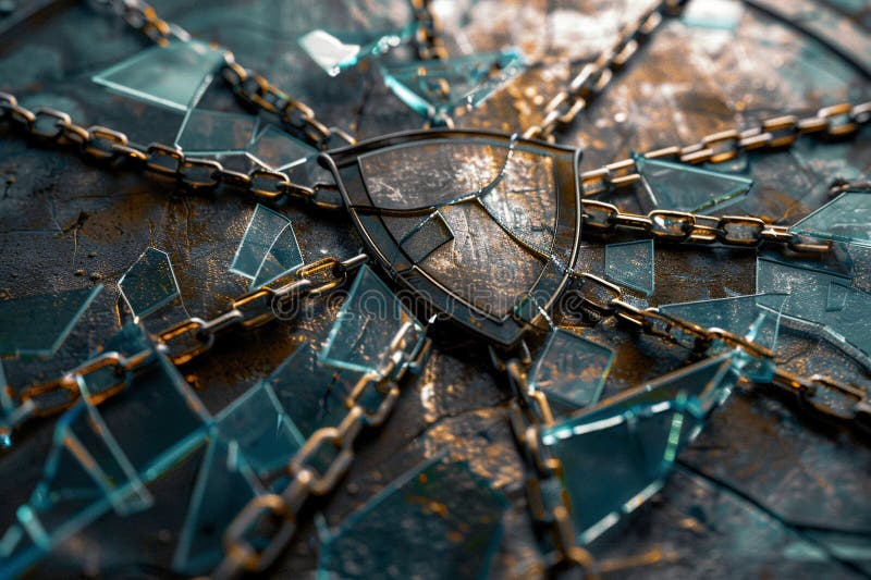 Broken Shield Shattered Security Stock Illustration - Illustration of ...
