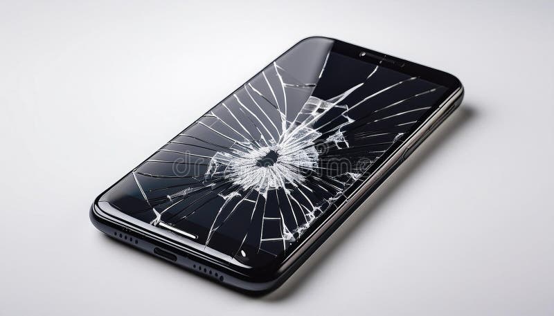 Shattered Smartphone Screen: a Stark, Realistic Depiction Stock ...
