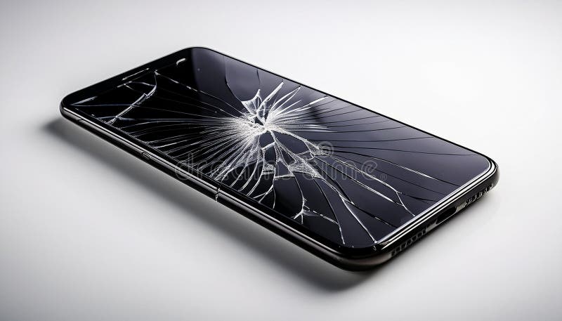 Shattered Smartphone Screen: a Stark, Realistic Depiction Stock ...