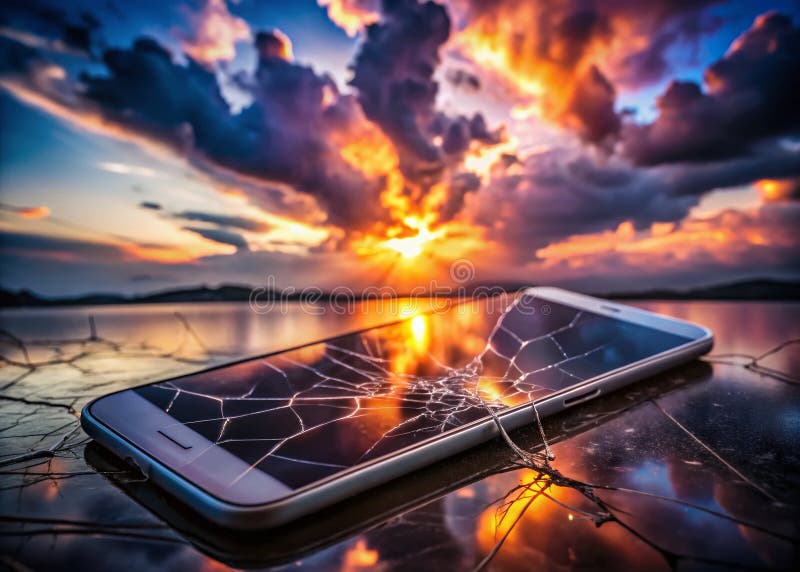 Shattered Smartphone Screen a Visual Representation of Storm Damage and ...