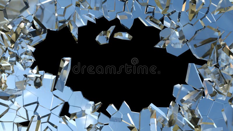 Shattered or Smashed Glass: Sharp Pieces on Black Stock Illustration ...