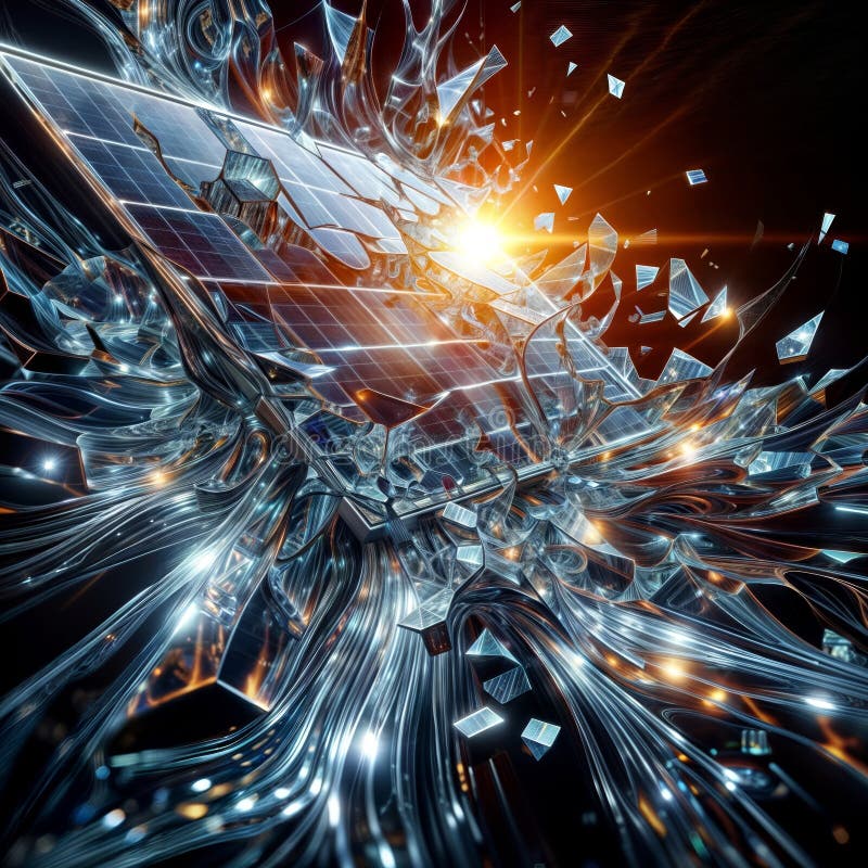 Shattered Solar Panel Art, Generative Ai Stock Illustration ...