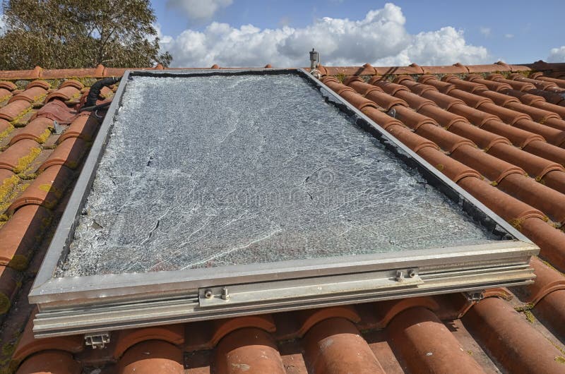 Shattered Solar Panel after Hail Stock Image - Image of system, broken ...