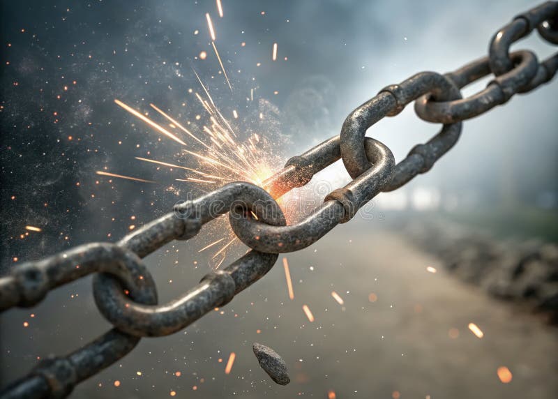 Shattered Strength a Dynamic 3D Render of a Broken Chain Highlighting ...