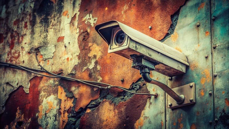 Shattered Surveillance Camera on Damaged Brick Wall a Symbol of Privacy ...