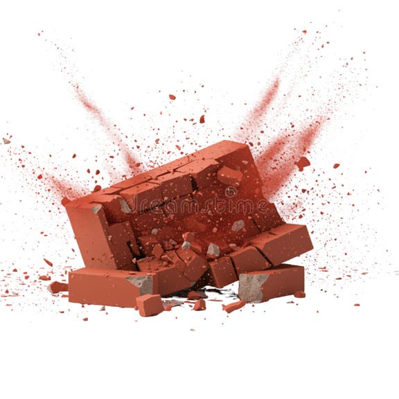 Shattered Terracotta Brick, Exploding into Powder Stock Illustration ...