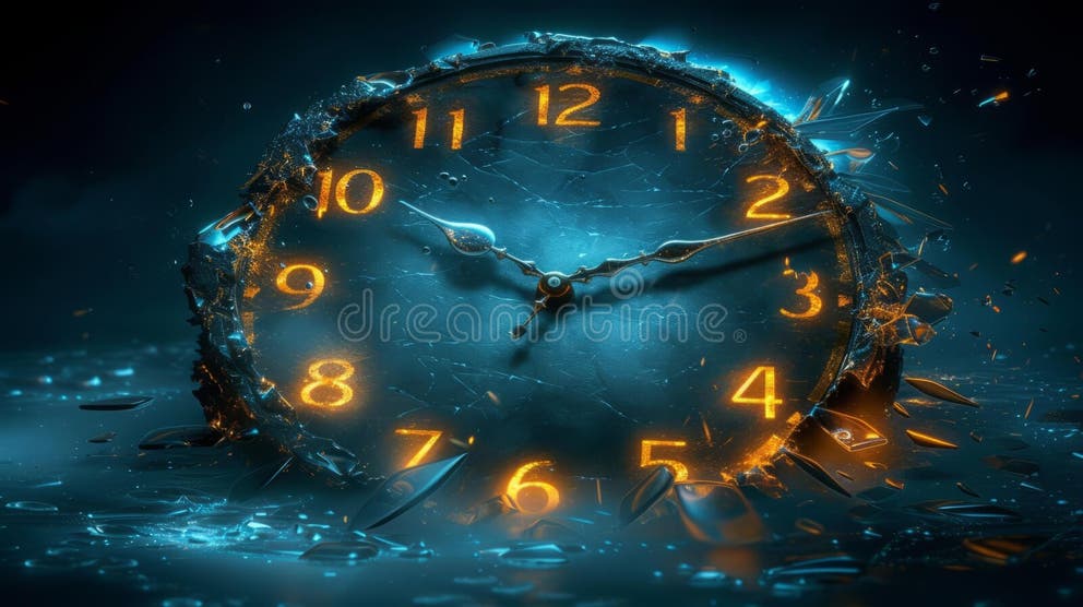 Shattered Timepiece Generated Using AI. Stock Illustration ...