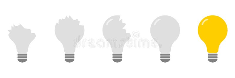 Shattered To Whole Light Bulb Evolution Icon Set. Broken and Fixed ...