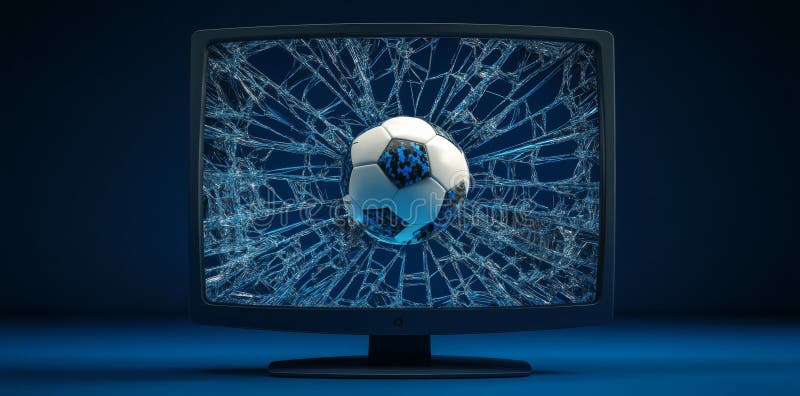 A Shattered TV Screen is Crashed through by a Soccer Ball Designed in a ...