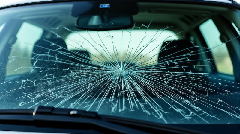 Shattered View: Damaged Windshield Symbolizing Insurance Claim ...