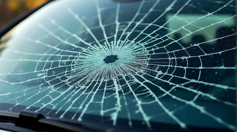 Shattered View: Damaged Windshield Symbolizing Insurance Claim ...