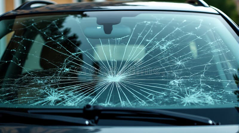 Shattered View: Damaged Windshield Symbolizing Insurance Claim ...