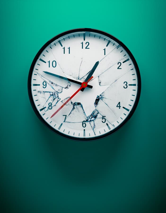 Shattered wall clock stock illustration. Illustration of school - 15133951