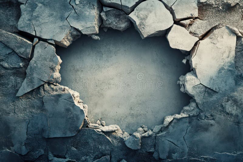 Shattered Wall with Open Space Reveals Breakthrough Stock Photo - Image ...