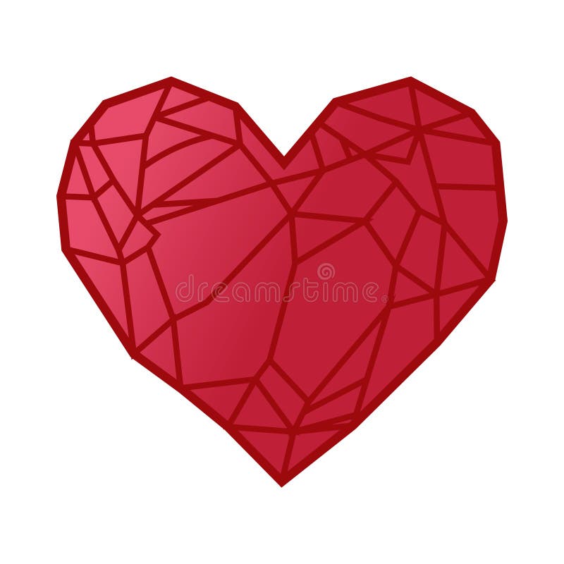 Shattered yet Whole: a Ruby Heart Fragmented by Fine Red Lines ...