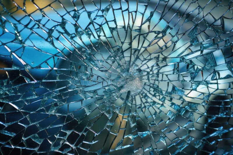Shattered Windshield with Spiderweb-like Cracks, Abstract Pattern Stock ...