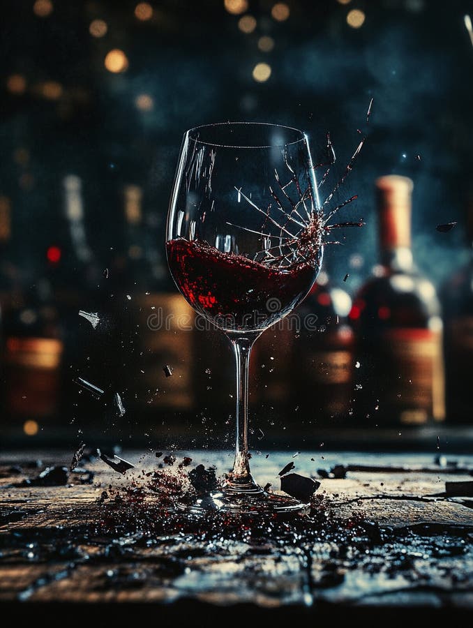 Shattered Wine Glass with Spilled Red Wine Symbolizing Breaking Free ...