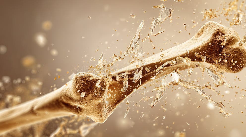 Shattering Bone with Fractured Glass Effect Stock Photo - Image of ...
