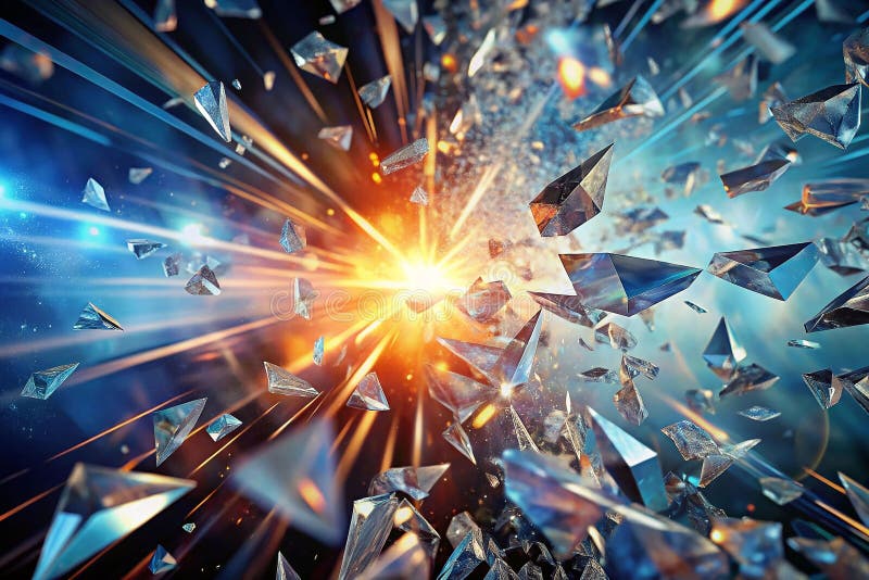 Shattering Crystal Explosion in Cosmic Background Stock Illustration ...