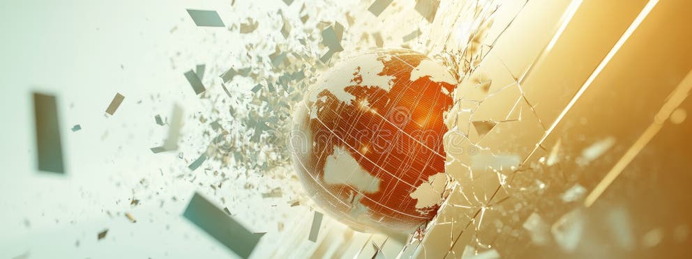 Shattering Digital Globe Symbolizing Global Disruption Stock ...