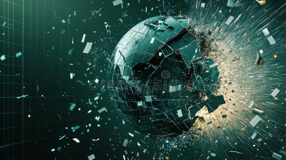 Shattering Digital Globe Symbolizing Transformation Stock Illustration ...