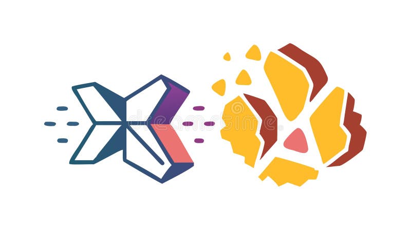 Shattering Geometric Shapes Abstract Destruction Explosion, Vector ...