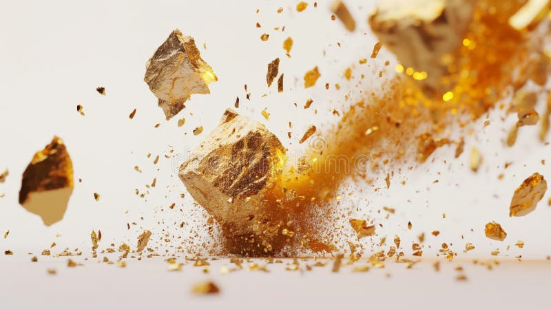 Shattering Gold Nugget Explosion Stock Photo - Image of wealth ...