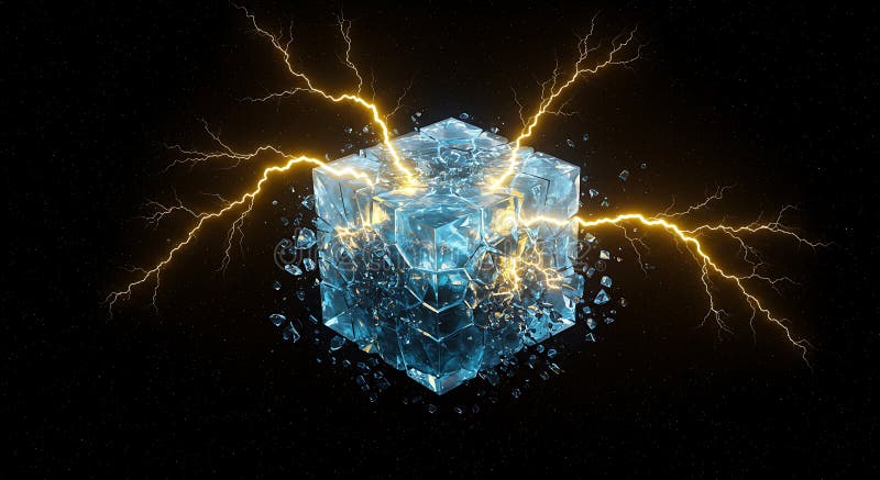 Shattering Ice Cube: a Dramatic, Energetic Visual Stock Illustration ...