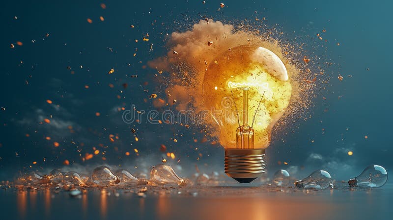 Shattering Light Bulb Exploding in a Burst of Energy and Glass Stock ...