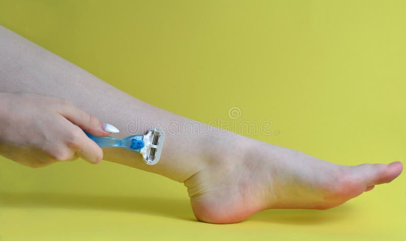 Shave Your Legs with a Razor Stock Image - Image of barefoot, foot ...