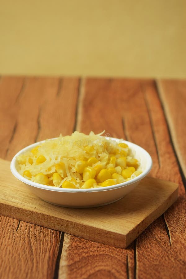 Shaved Corn Sprinkled with Cheese and Sweet Milk Stock Photo - Image of ...