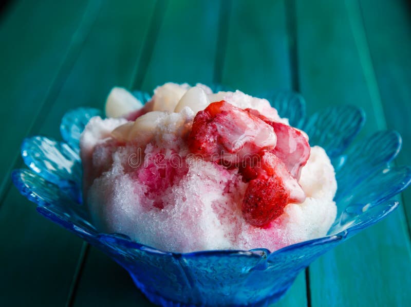 Shaved Ice with Syrup and Milk Stock Photo - Image of color, sweet ...