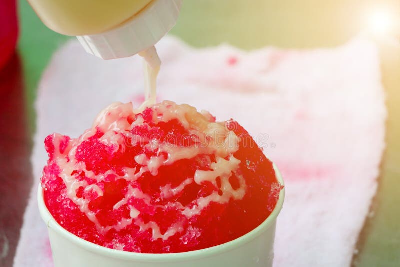 Shaved Ice that is Wearing Milk, Popular To Eat in Summer Help Stock ...
