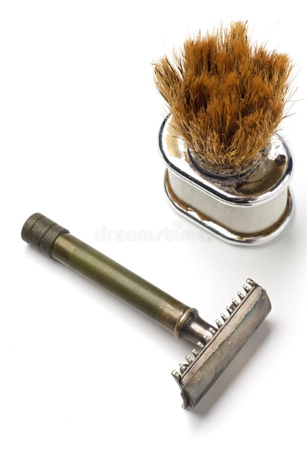 Old Fashioned Shaving Kit with Mug, Brush, and Raz Stock Image - Image ...