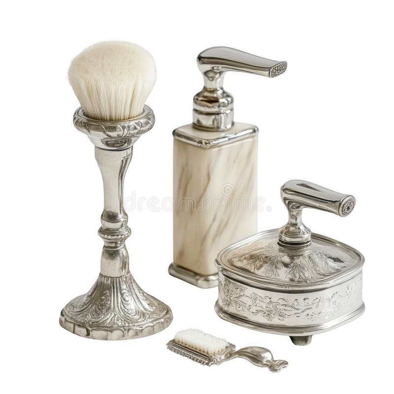Shaving Accessories Isolated on a Transparent Background. Shaving Brush ...