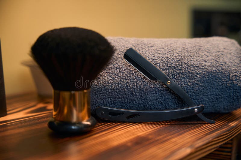 Shaving Accessories for Man in Barbershop Stock Photo - Image of shop ...