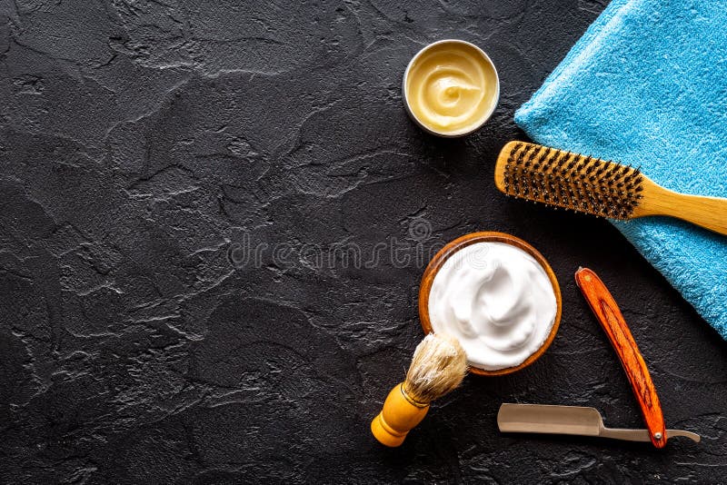 Shaving Accessories Set with Barber Razor. Top View Stock Photo - Image ...