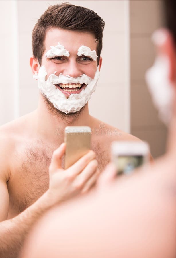 Shaving with fun stock photo. Image of beard, face, morning - 50643762