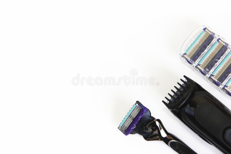 Shaving Machine, Hair Clipper and Shaving Blade Set Stock Image - Image ...