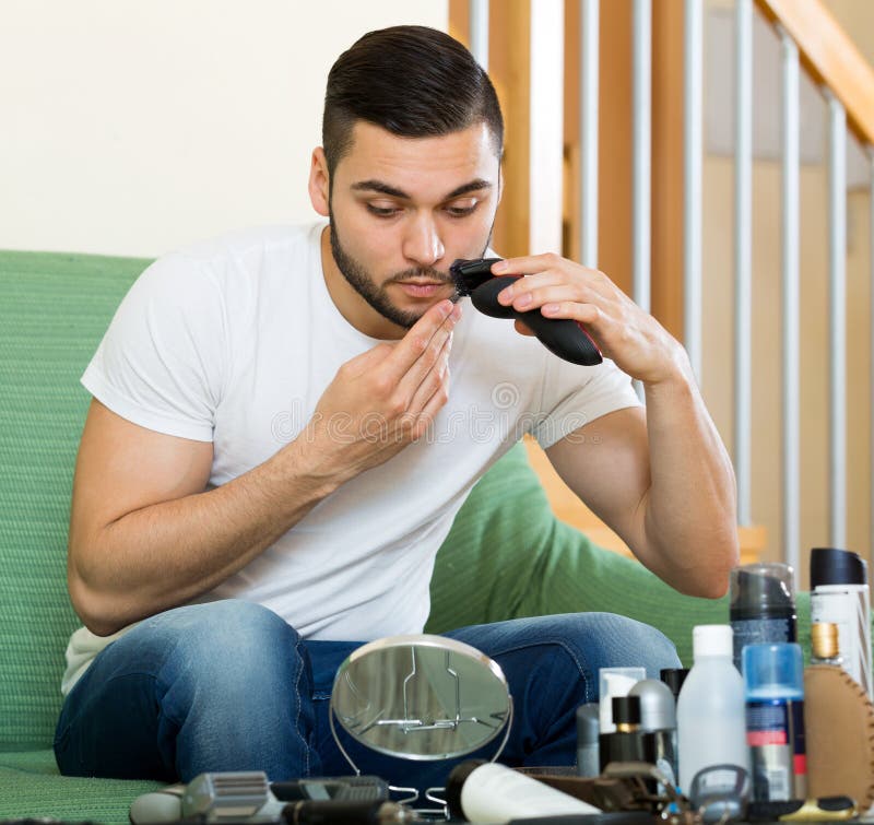 Shaving Moustache by Electric Razor Stock Image - Image of freshness ...