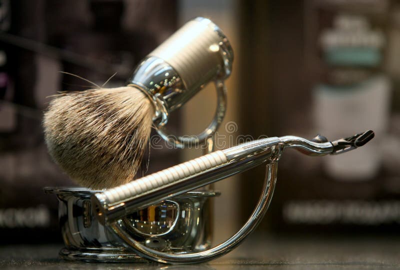 Shaving razor and brush stock image. Image of equipment - 60371765