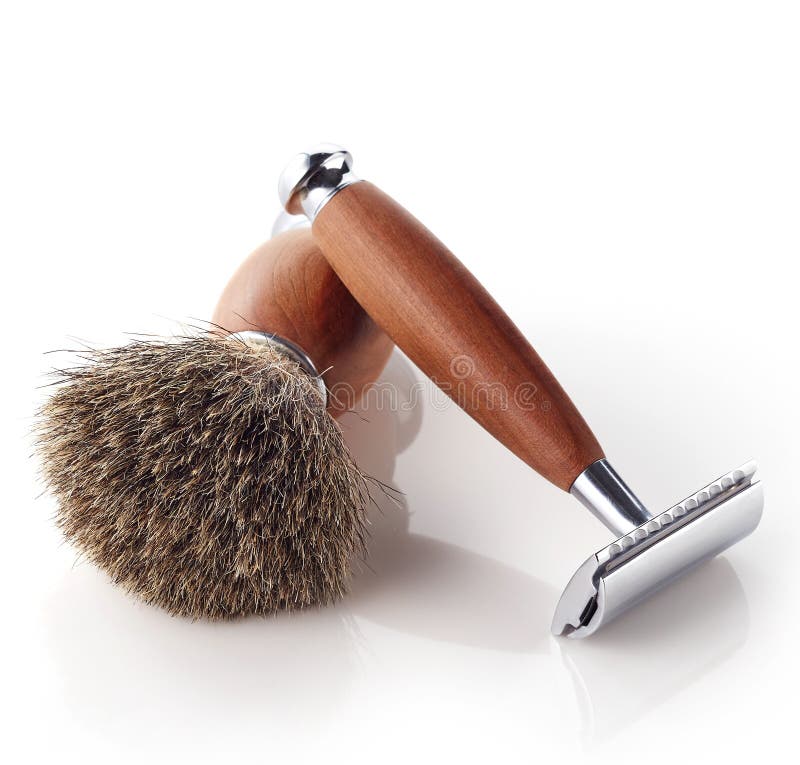 Shaving razor and brush stock photo. Image of barbershop - 64823454